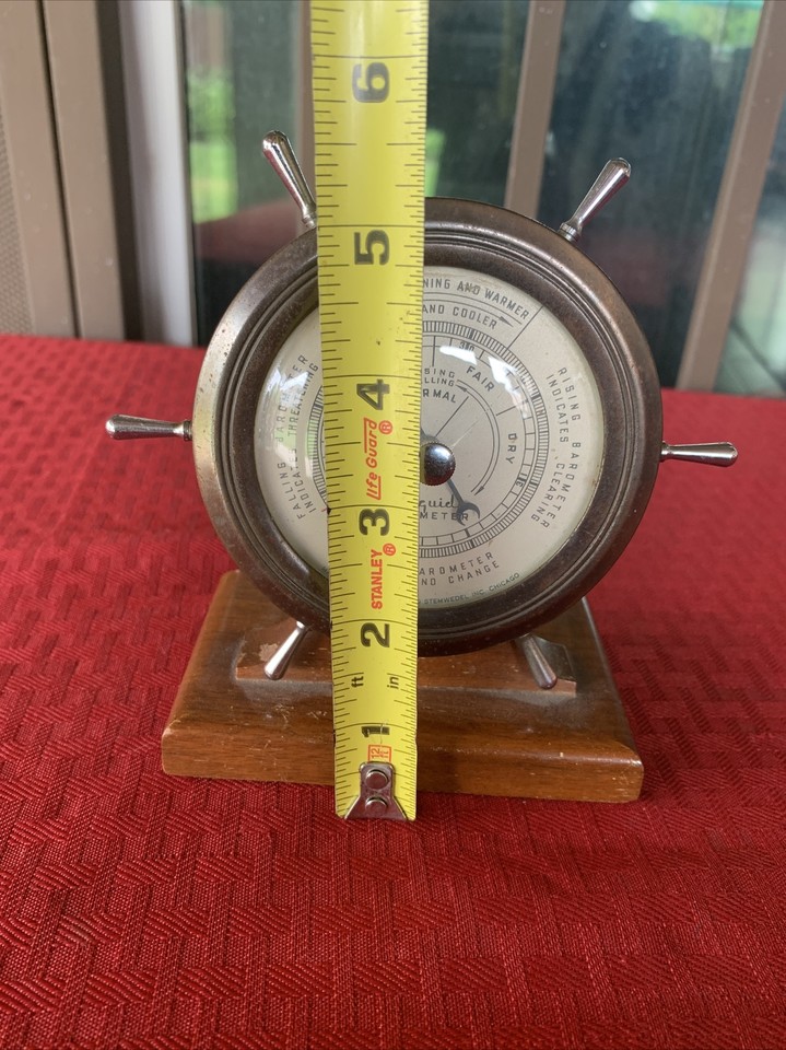 Vintage Airguide Barometer Desk Nautical Weather Pressure Rain Ship ...