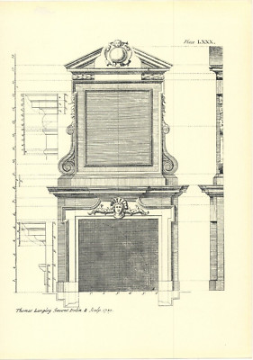1922 Thomas & Batty Langley Fireplace DOUBLE SIDED 8.5" x 12 ...