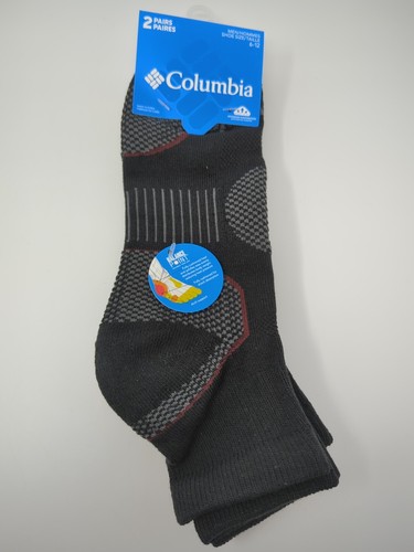 Columbia Mens Balance Point Walking Socks 2 Pair Quarter Crew Black ...