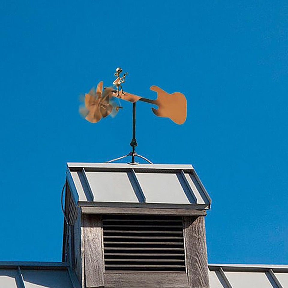 Guitar Windmill Garden Decoration Metal Percussionist Music Guitar ...