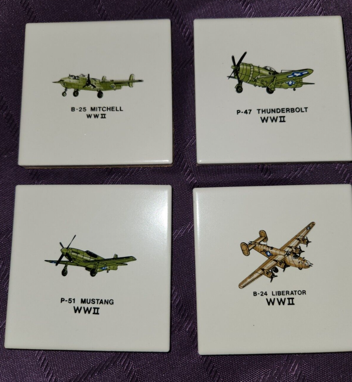 World War ll Ceramic Coasters Set of 4 With Holder | eBay