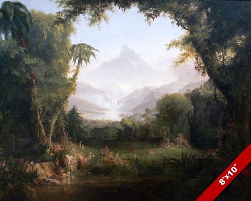 THE GARDEN OF EDEN ADAM EVE PAINTING BIBLE LANDSCAPE SCENE ART REAL ...