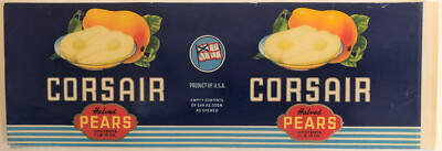 Original Vintage Corsair Brand Halved Pears 1935 Can Label File Copy ...