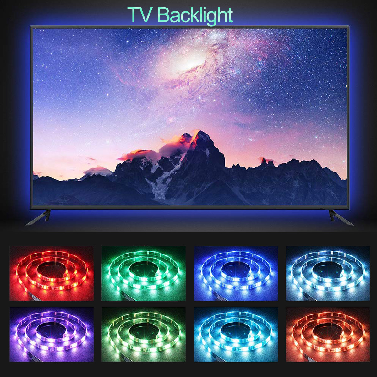 USB LED Strip Lights 5050 RGB Light TV Backlight Colour Changing ...