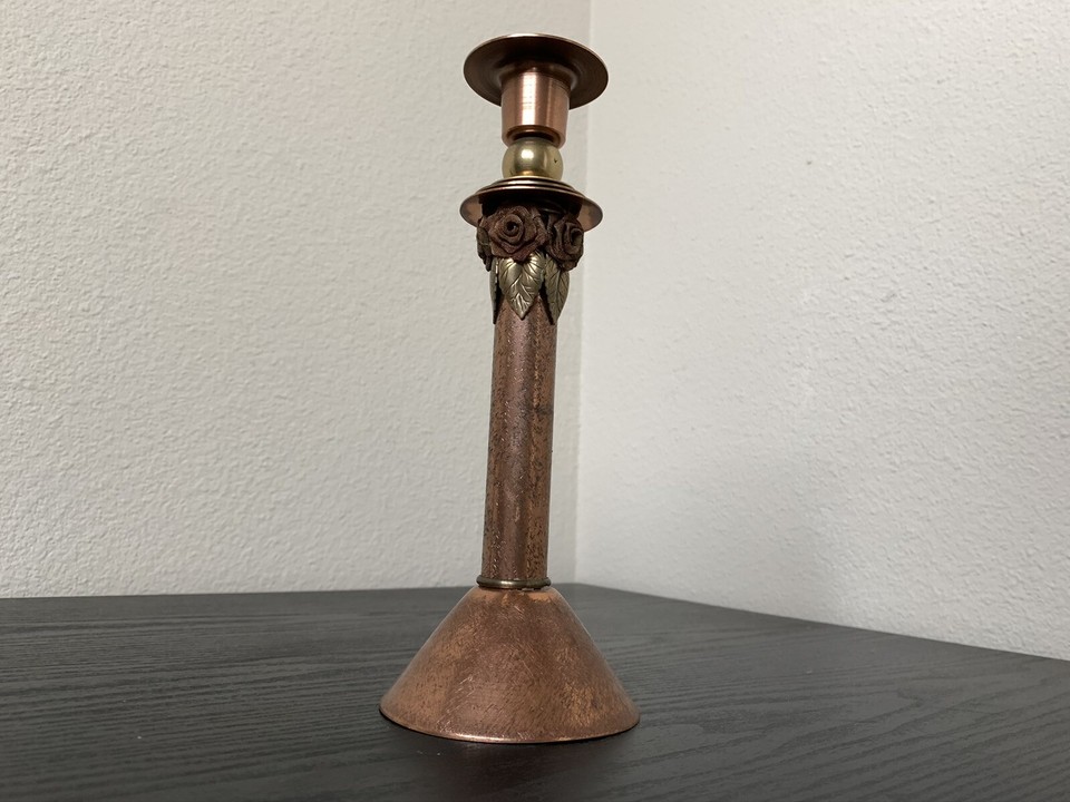 Parvenue Candlestick Hammered Copper Arts Crafts Style Sculpture Mid ...