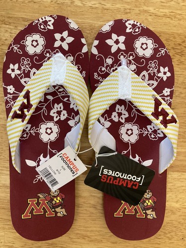 New Women's L 9 10 University Minnesota Gophers Flip Flops Thongs ...