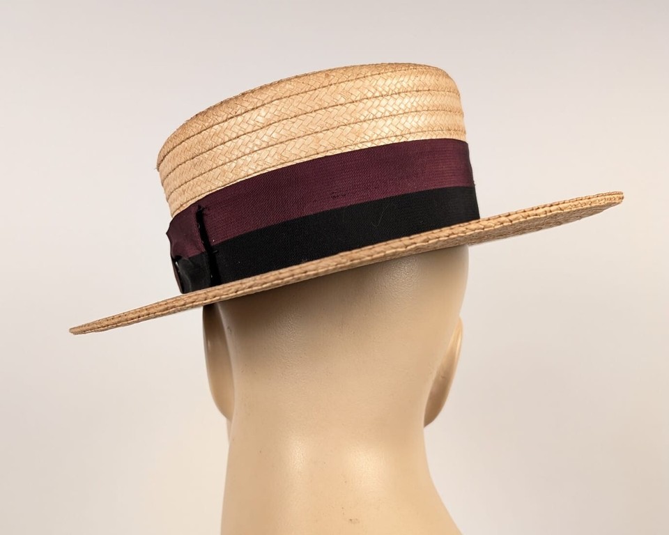 ANTIQUE 1930’S MEN’S STRAW BOATER HAT W TWO TONE RIBBON | eBay