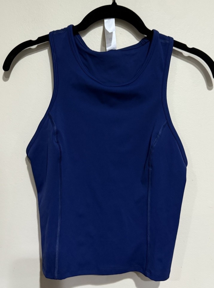 NWT Lululemon Size 6 Nulux Racerback Cropped Run Tank NISE Navy Blue ...