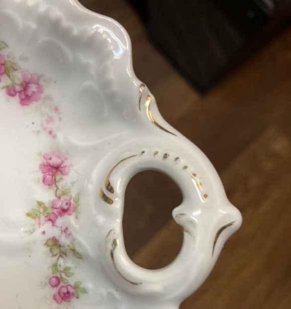 Weimar Germany Nappy Trinket Dish Floral Pattern Pink Floral Gold ...