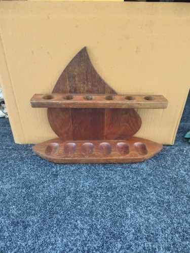 Vintage Decatur Industries Deco Genuine Walnut Wood 6 Pipe Holder Stand ...
