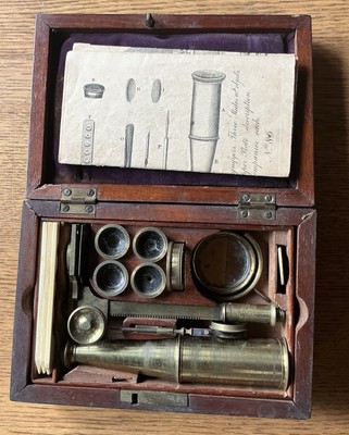 Antique CARY - GOULD Circa 1830 Brass Pocket Microscope - Complete Set ...