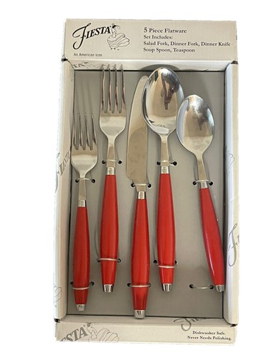 5PC FIESTA RED PAPRIKA FLATWARE SILVERWARE CUTLERY SET FIESTAWARE ...