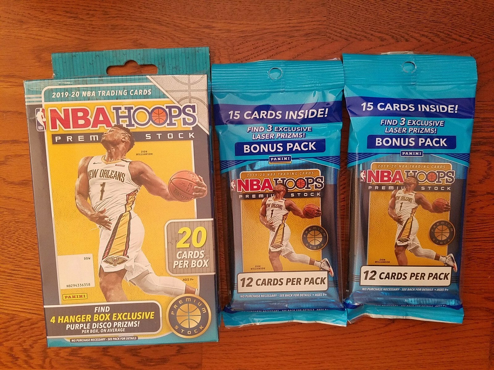 2019-20 Panini NBA Hoops Premium Stock Hanger Box + 2 Cello Packs New ...