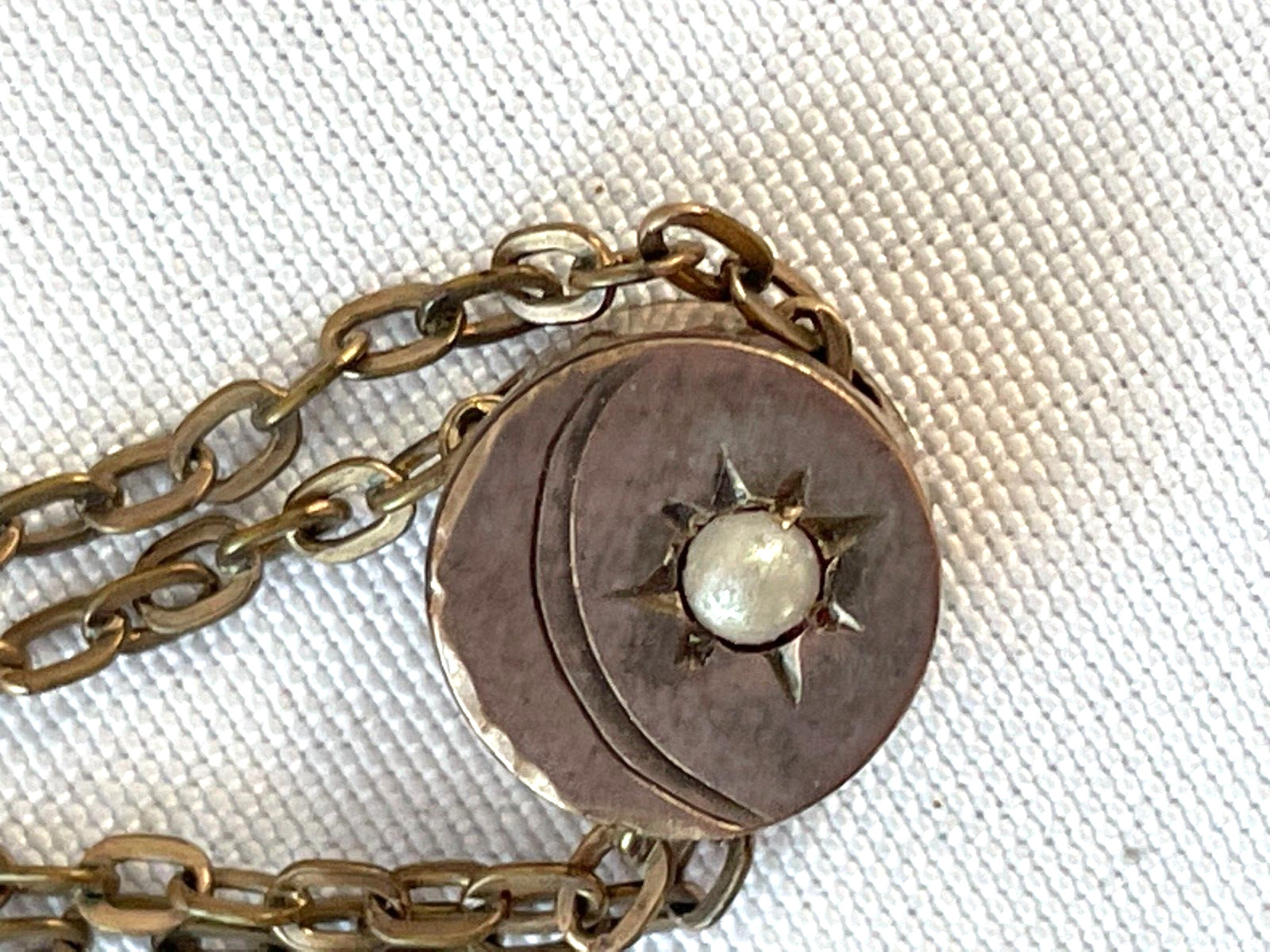 ANTIQUE GF MOON STAR SLIDE ON GOLD FILLED 48 IN LADI… - Gem