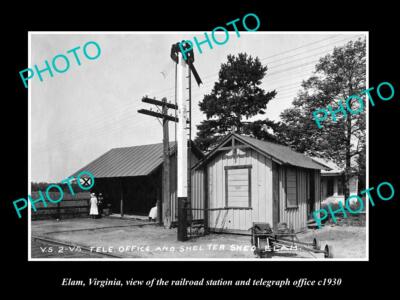 OLD 8x6 HISTORIC PHOTO OF ELAM VIRGINIA THE RAILROAD DEPOT & TELEGRAPH ...
