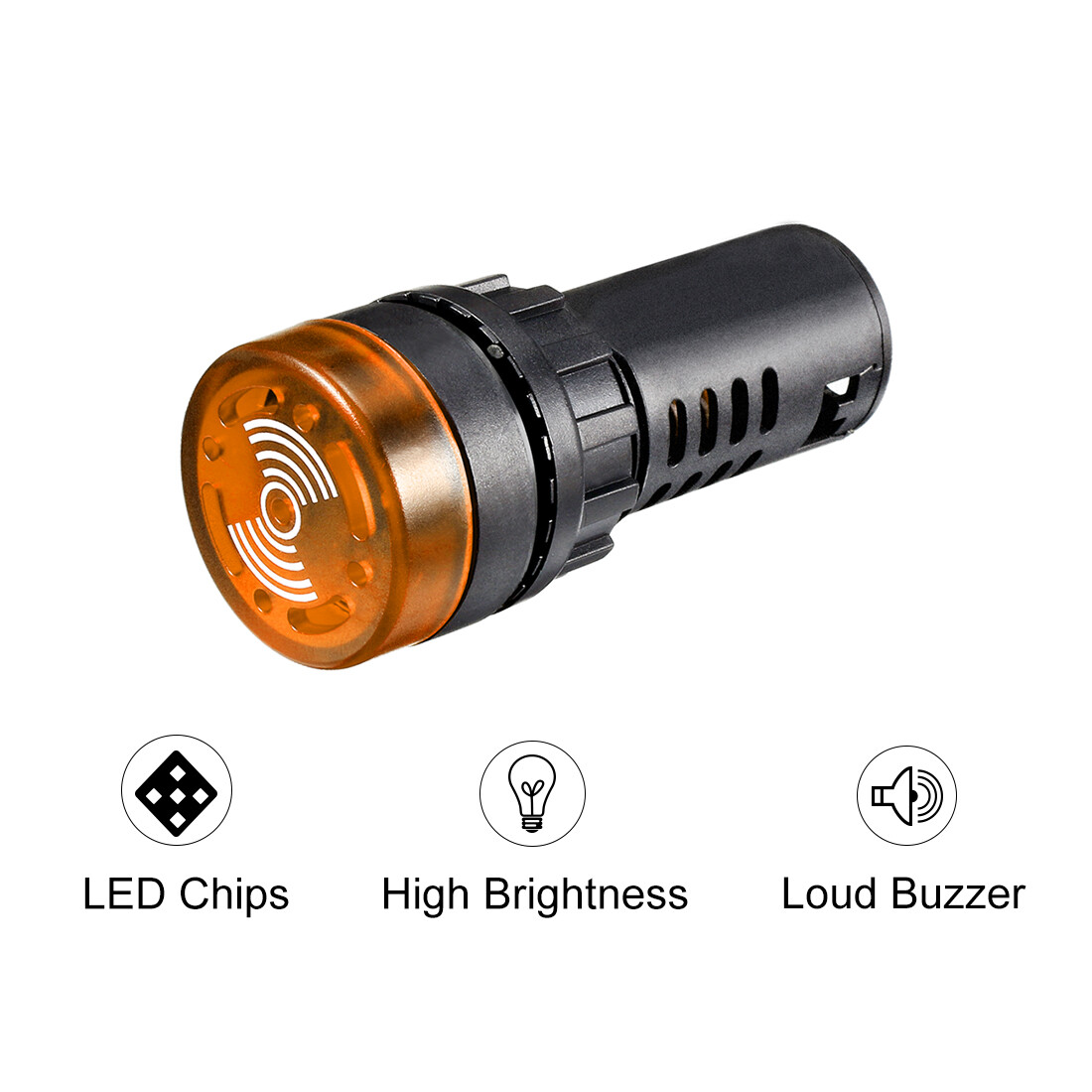 AC/DC 48V Indicator Light with Buzzer Yellow Flashing Alarm 22mm Panel ...