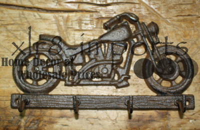 Cast Iron MOTORCYCLE Towel, Coat Hooks, Hat Hook, Key Rack BIKE RIDER ...