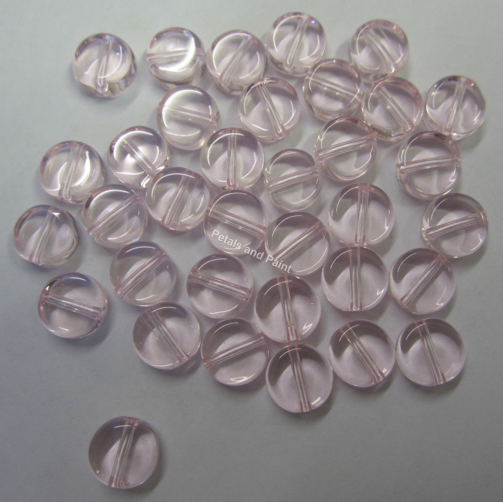 35 New Pink 8mm Glass Flat Round Disc Beads for Beading Craft Jewellery ...