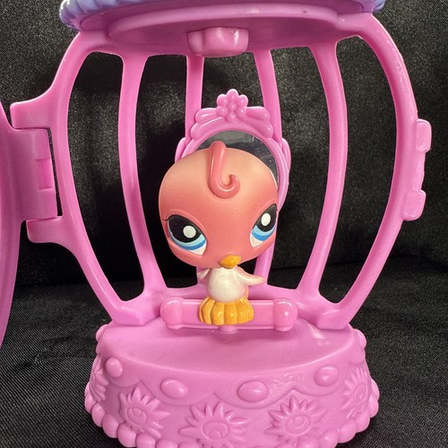 Littlest Pet Shop LPS #205 PRETTY Pink Parakeet BIRD Curl Blue Eyes ...