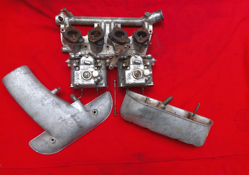 WEBER Bologna Italy 40DCOE27 PAIR CARBURETORS Intake Manifold PLENUM ...