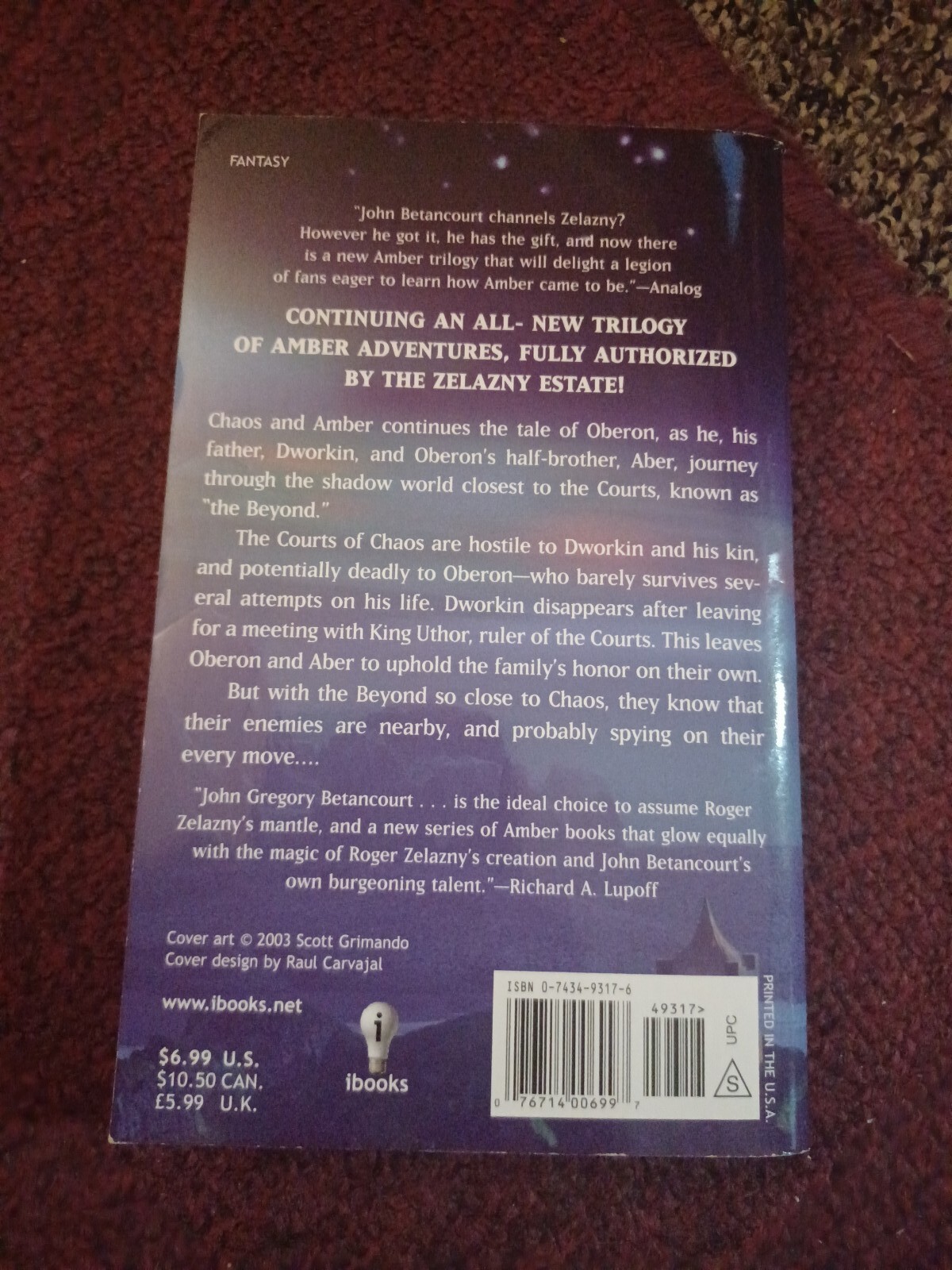 Roger Zelazny's Chaos and Amber by Betancourt, John Gregory 9780743474948 | eBay