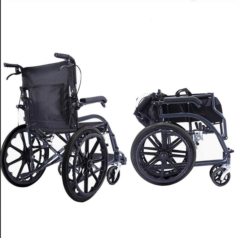 16" 20" Foldable Wheelchair Brakes Lightweight Soft Mobility Aid Fold ...