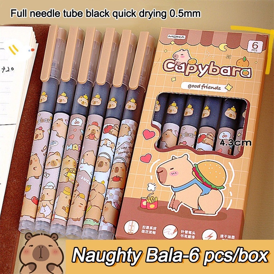 6Pcs/lot Panda Capybara Gel Pen Black Pen School Office Writing ...