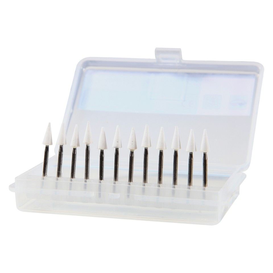 Dental White Stone Flame Mounted Polishing Burs- FG 12/pks Abrasion ...