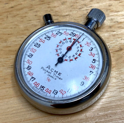 Vintage ACME 7J Swiss Stop Watch Silver White Hand-Wind Mechanical ...