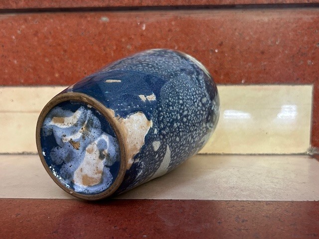 19's VINTAGE CERAMIC POTTERY PORCELAIN ART POT BLUE & WHITE FLOWER ...
