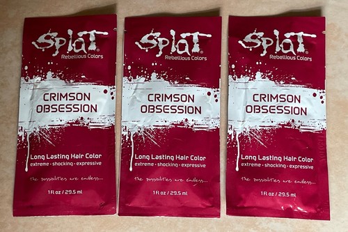 3 Splat Hair Dye Color Crimson Obsession RED 1 oz Packs Packets NEW ...