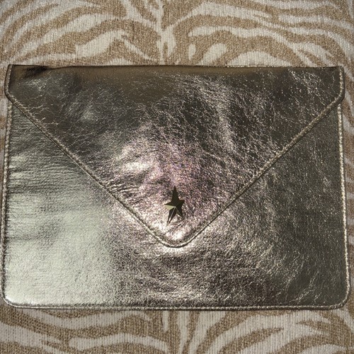Thierry Mugler Gold Metallic Vegan Pouch Clutch Envelope Purse Bag ...