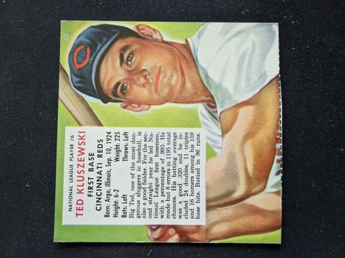 1953 Red Man All-Star Baseball Card # 6N Ted Kluszewski - No Tab (EX ...