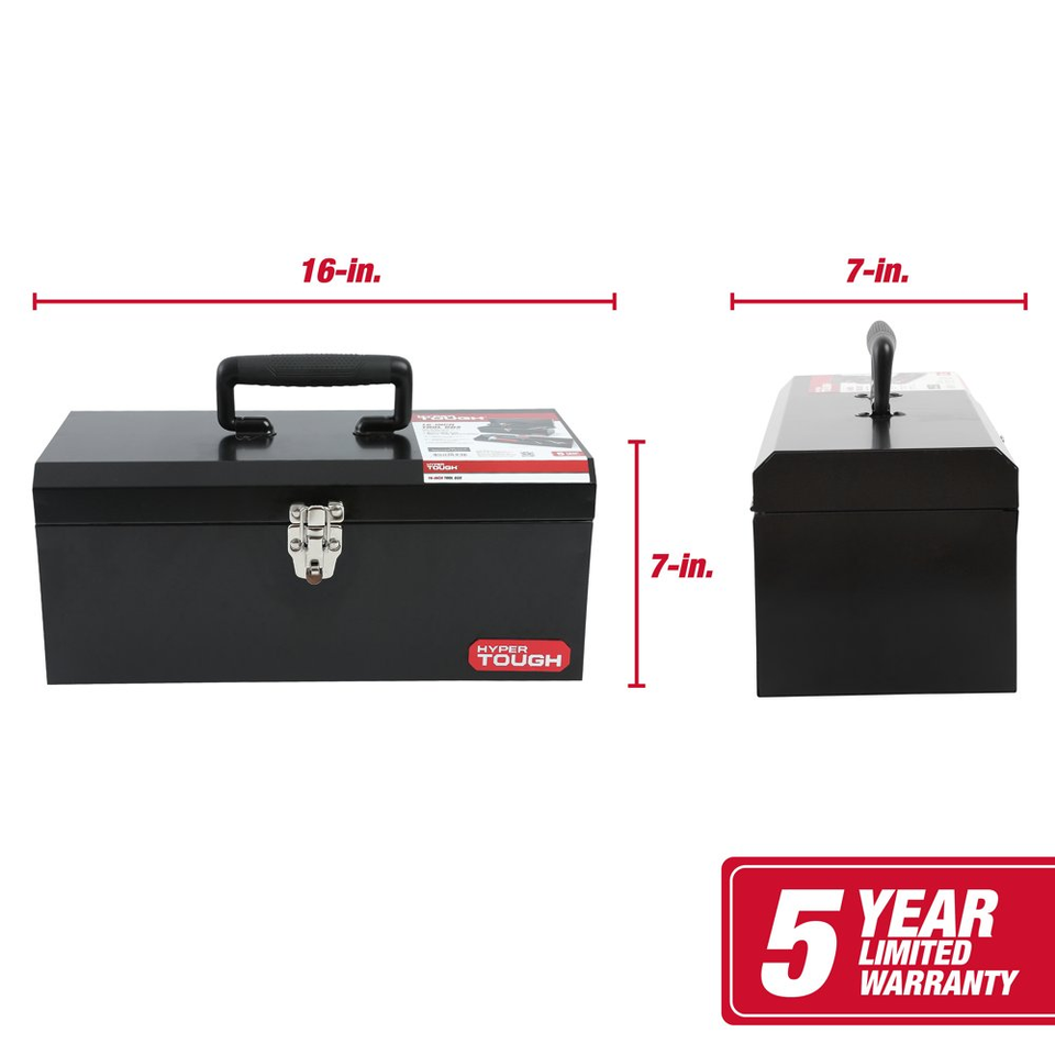 Metal Tool Storage Box with Removable Tool Tray & Lockable Metal Latch ...