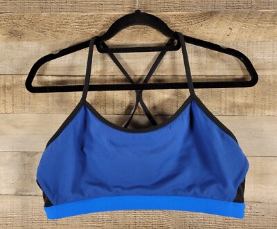Fabletics Sports Bra Womens XL Blue/Black Mesh **READ** | eBay