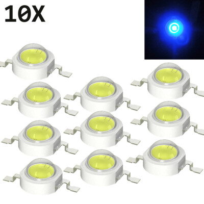 10 Blue 3W LED Light High Power Component Chip DIY 3 Watt High Lumens ...