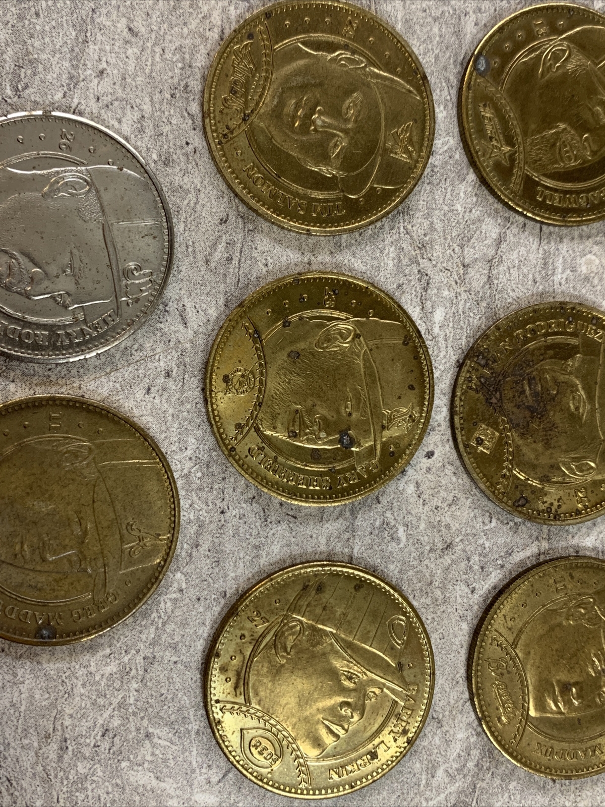 11 BRASS COINS 1997 Pinnacle Mint Collection 10 MLB BASEBALL PLAYERS 1 ...