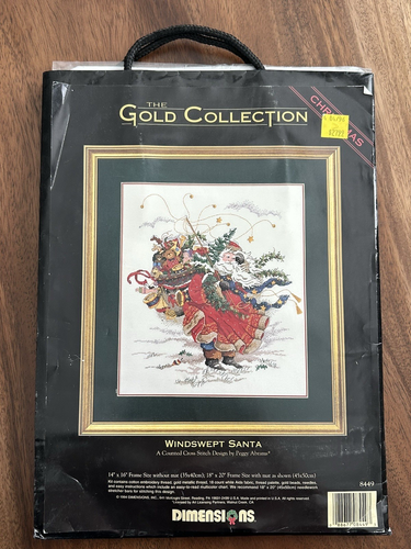 Dimensions Windswept Santa Gold Collection 8449 Counted Cross Stitch ...