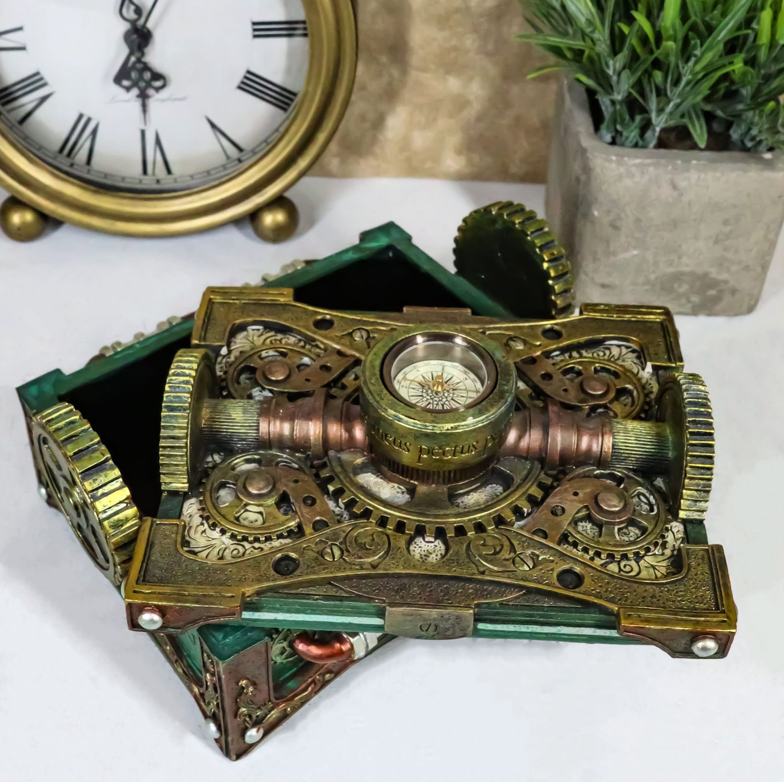 Steampunk Mechanical Gears Design Secret Jewelry Box With Navigational ...