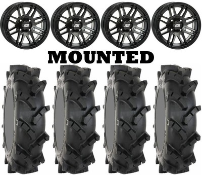 Kit 4 System 3 MT410 Tires 30x9-14 on ITP SS316 Matte Black Black Ops ...
