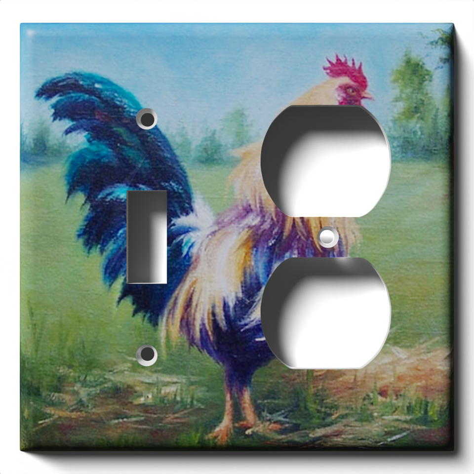 Rooster Painting Decorative Light Switch Plate Cover Outlet Wall Plate ...