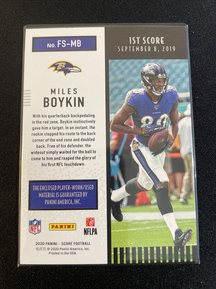 2020 Panini Score Miles Boykin 1st Score Patch #FS-MB | eBay