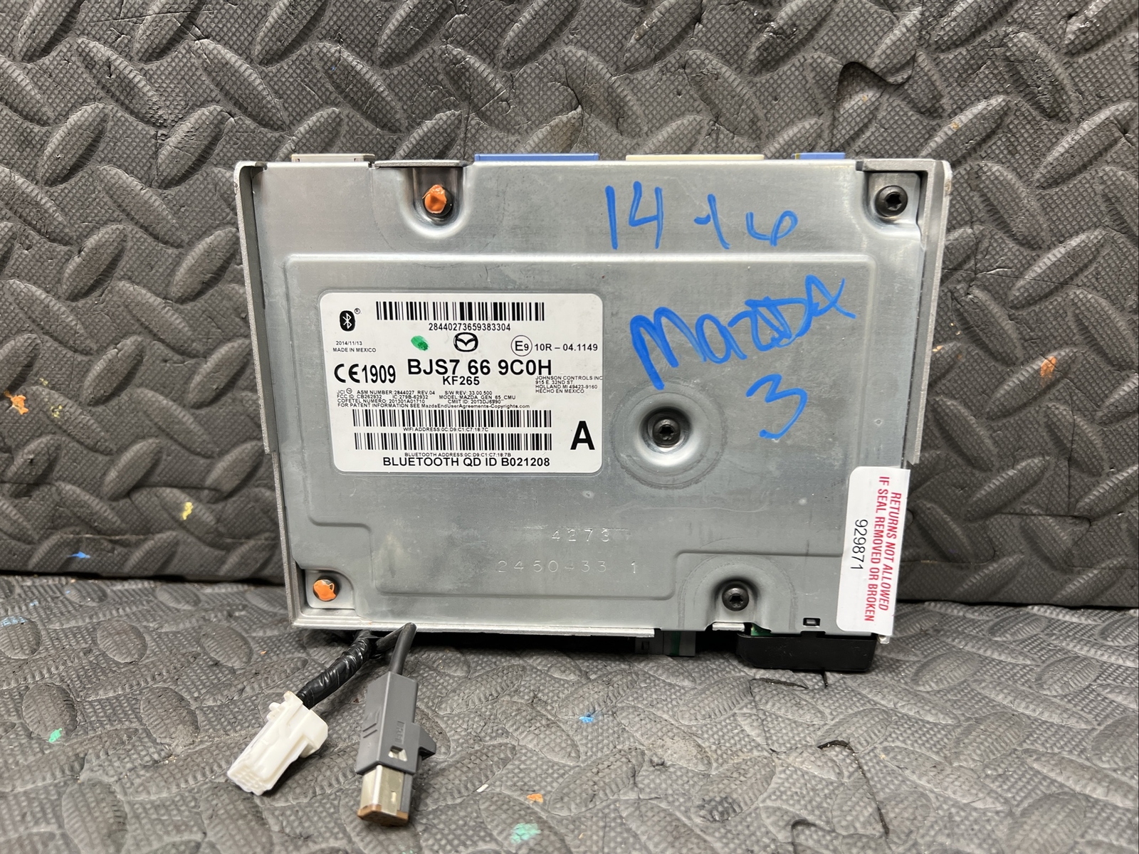 💥 OEM 2014 - 2016 Mazda 3 bluetooth bluetooth adapter module BJS7 66 ...