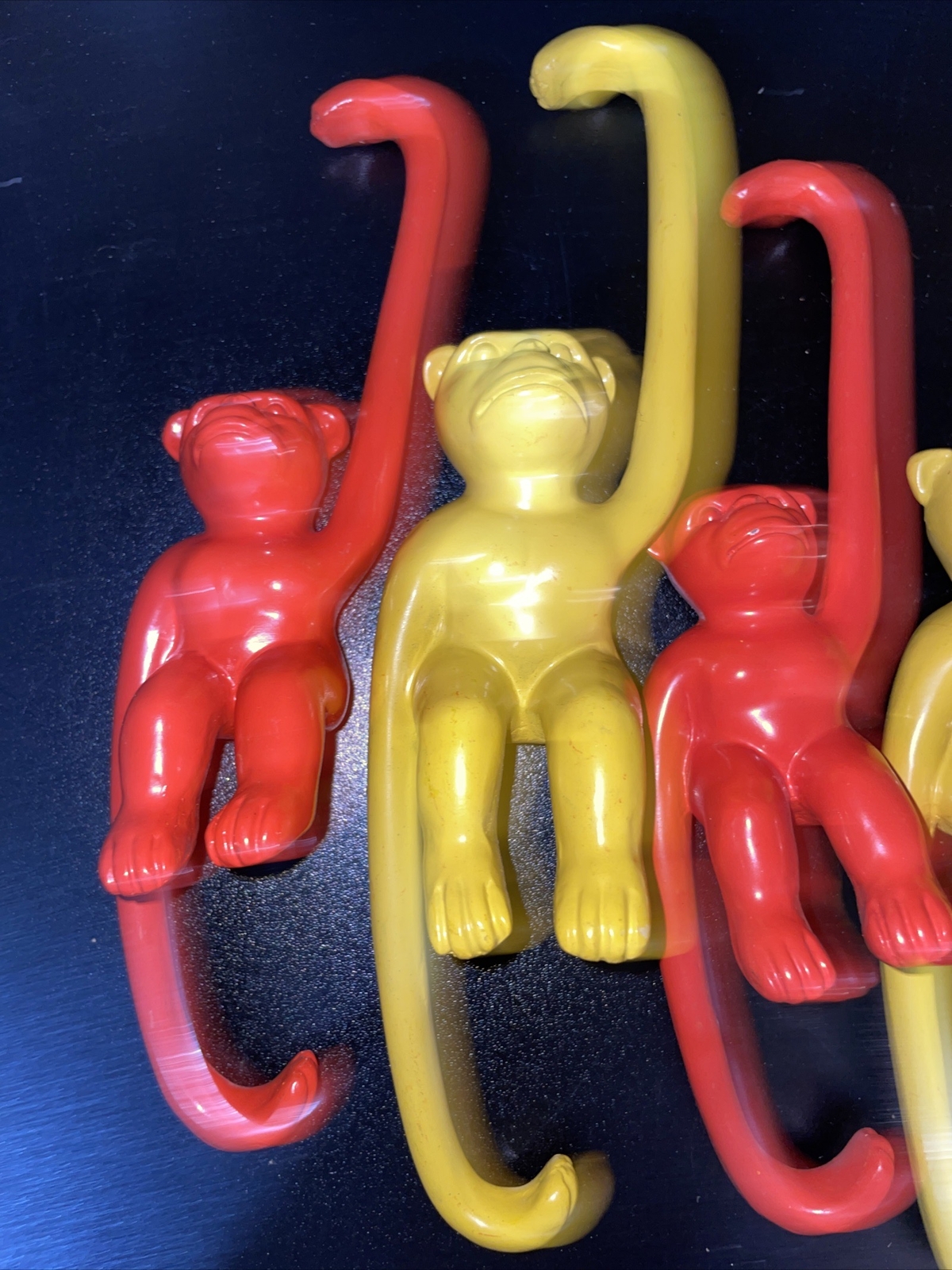 Set Of 5 Ceramic And Steel Metal Funky Monkey Hook Hanging Monkey Hooks ...