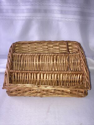Wicker Letter/Mail Desk Organizer ~ 3 Slots Basket ~ Vintage & Rare | eBay