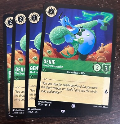 Genie 76/204 Rare NON-FOIL Emerald Disney Lorcana The First Chapter NM ...