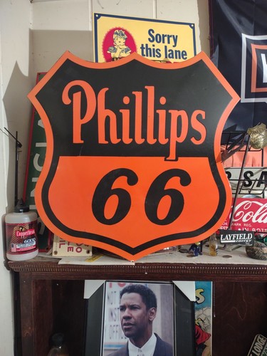 Large Rare Phillips 66 Gasoline Porcelain Metal Gas Pump Plate Sign | eBay