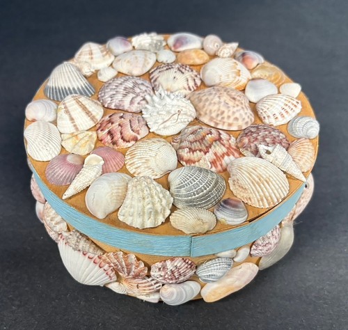 Seashell Box, Handmade shell Jewlery Box, Shell Keepsake Box, 1990s 4.5 ...