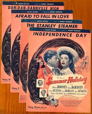 Four 1947 HARRY WARREN FILM MUSICAL sheet music SUMMER HOLIDAY Rooney ...