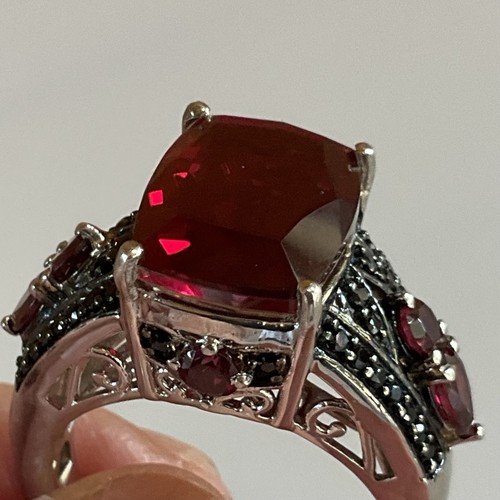 Chuck Clemency STS 925 Sterling Silver Red Gemstone Ring Size 8 | eBay